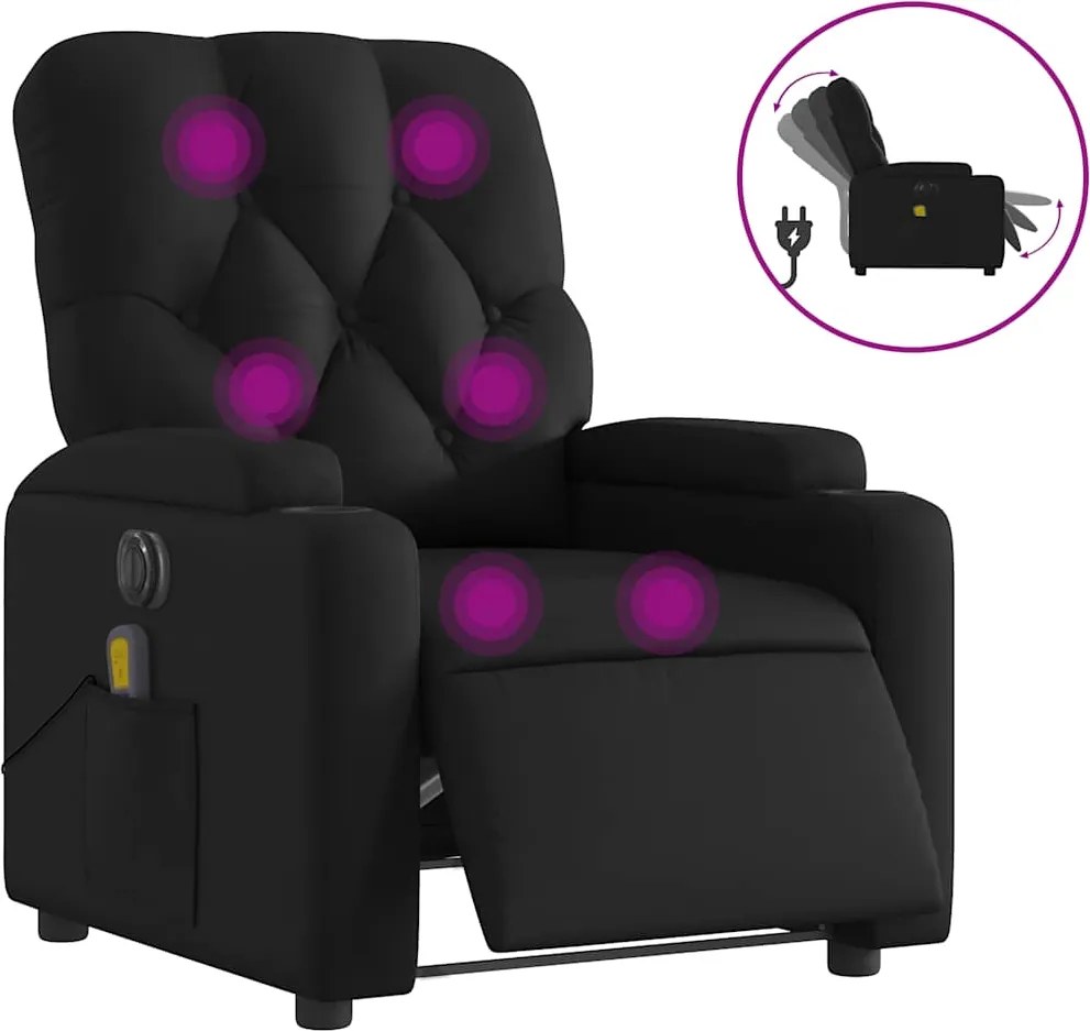 Elektrické masážní polohovací křeslo černé umělá kůže 3204765