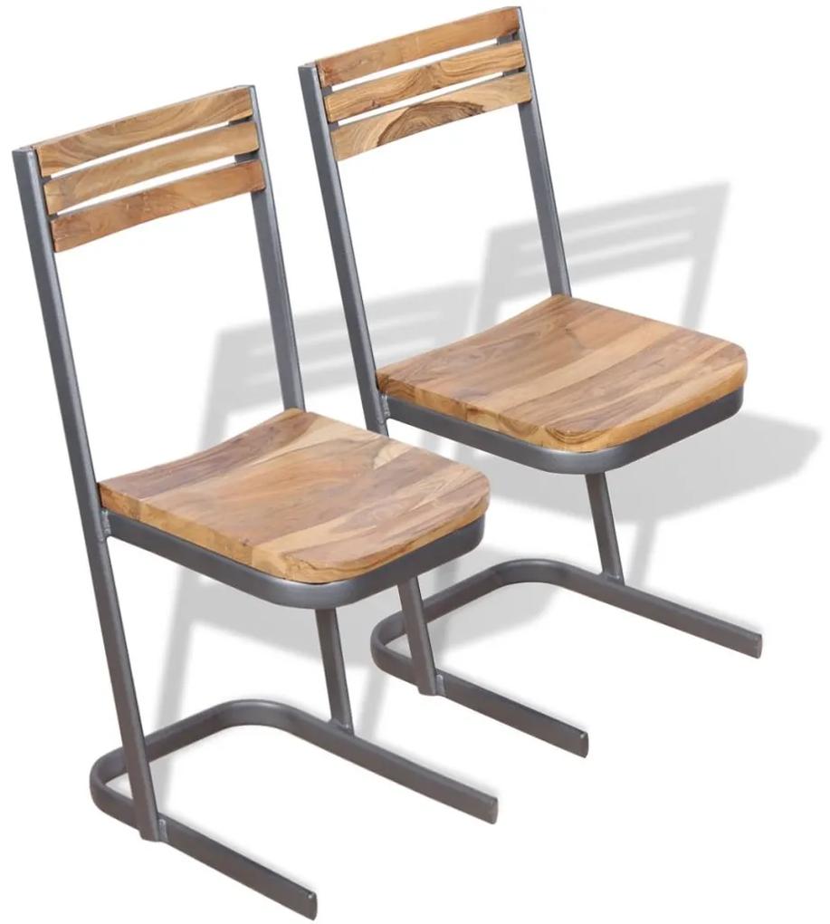243458 vidaXL Jídelní židle, 2 ks, masivní teakové dřevo