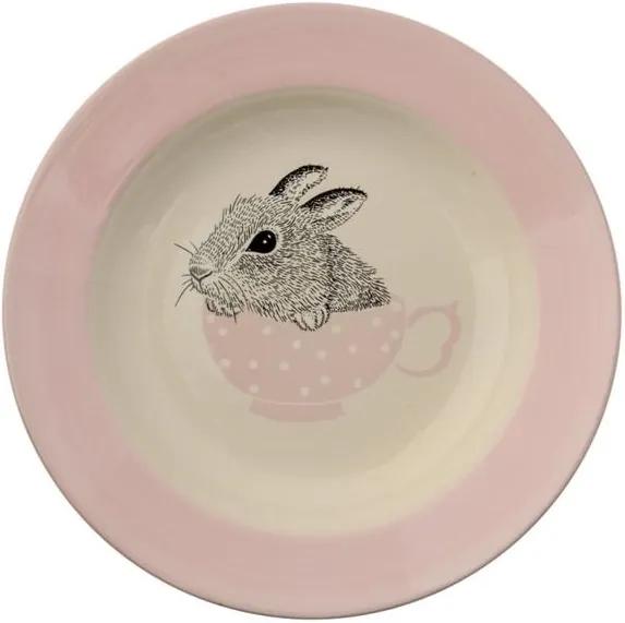 Růžový polévkový talíř z kameniny Bloomingville Nanna, ⌀ 25 cm