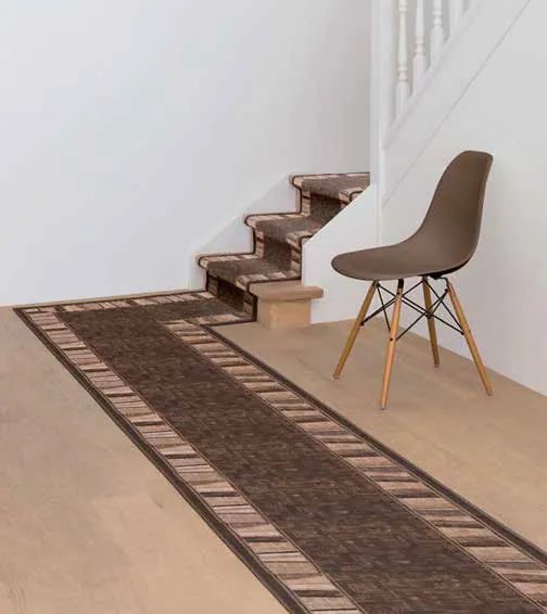 Associated Weavers, Protiskluzový běhoun na míru Linea 44, šíře 100 cm, hnědá, chodba / předsíň