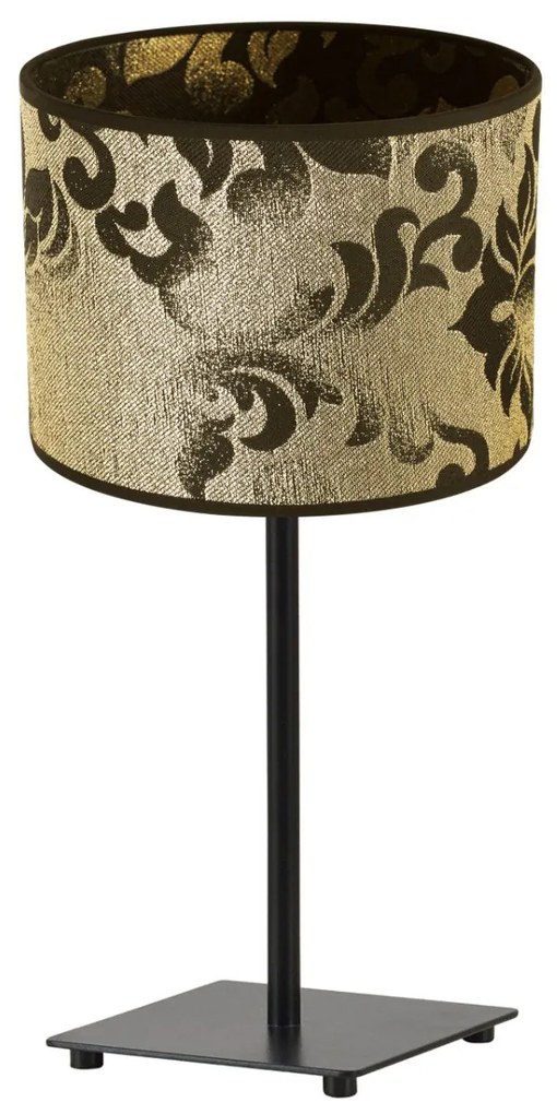 Stolní lampa Werona 1, 1x černé/zlaté textilní stínítko se vzorem, (výběr ze 4 barev konstrukce)