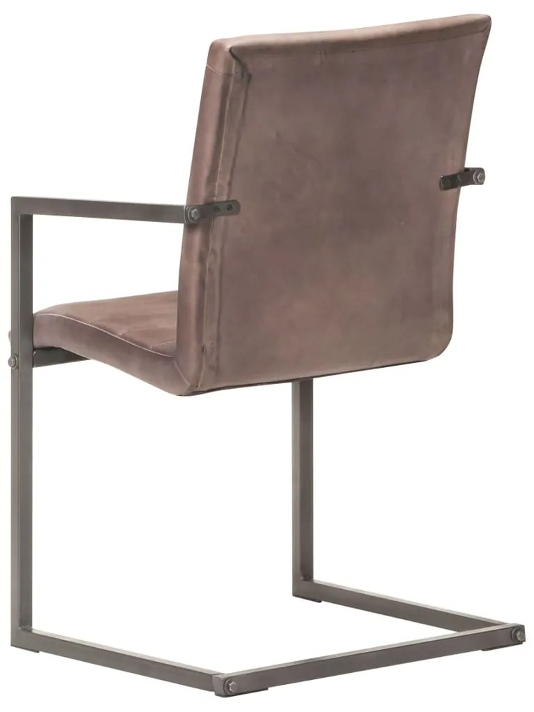 Konzolové jídelní židle 2 ks hnědé pravá kůže - Default Title