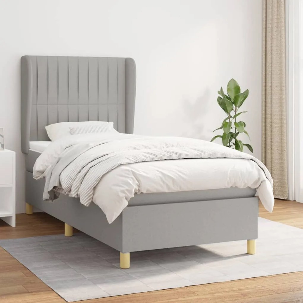 Box spring postel s matrací světle šedá 80 x 200 cm textil 3128637
