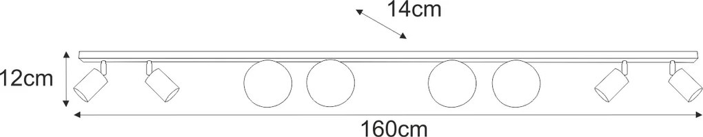 Bodovky na strop Kaja SWING K-5493 černá barva 4×GU10/4×G9