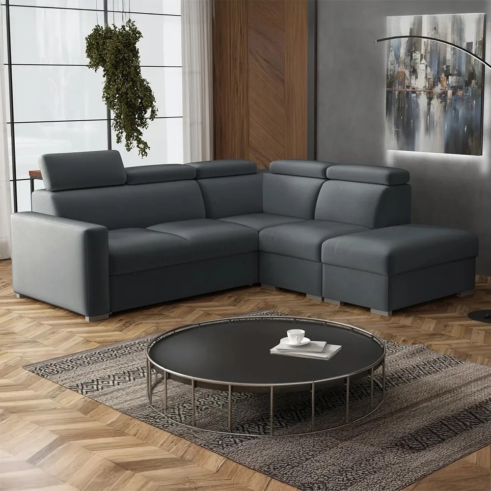 Sedací souprava PEDRO L | 250x230 cm | rozkládací + 2x úložný prostor | polohovatelné záhlavníky | VÝBĚR TKANIN