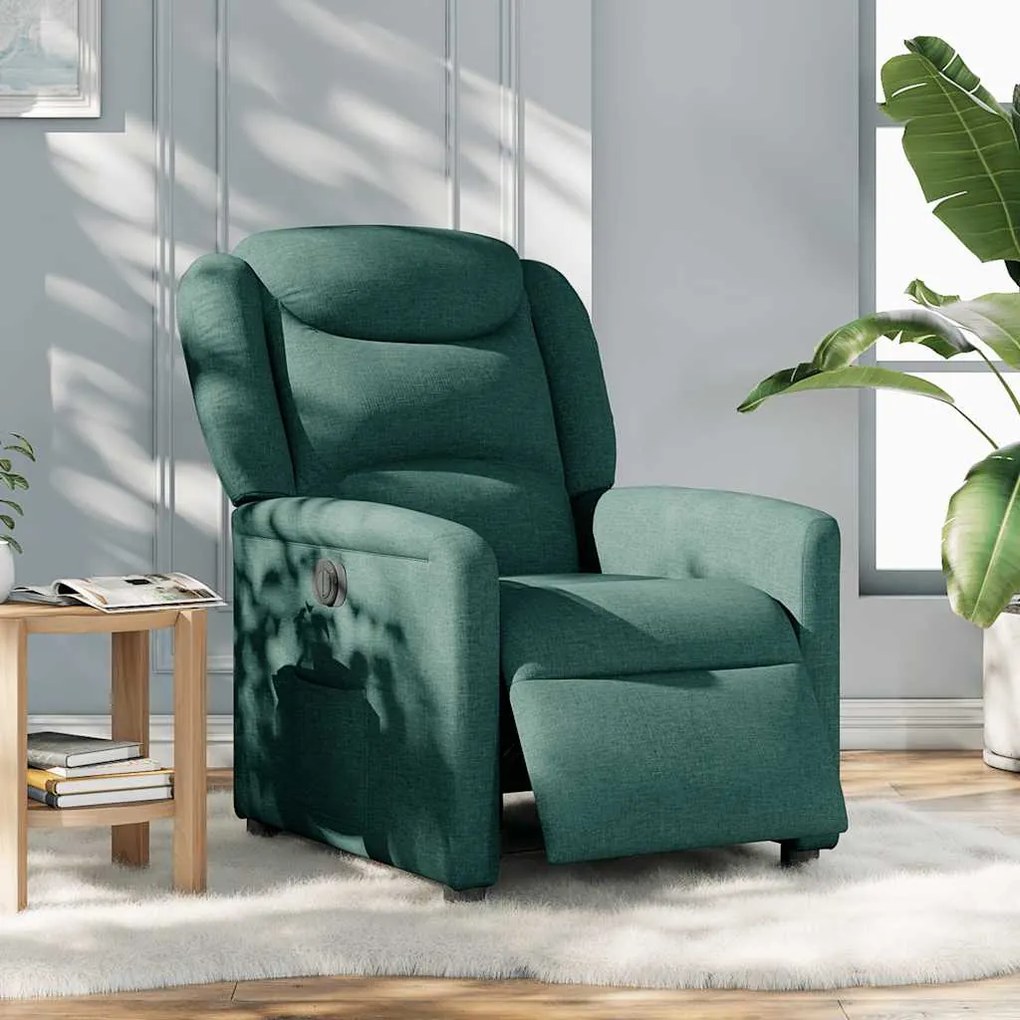 Elektrické polohovací křeslo tmavě zelené textil 3303180