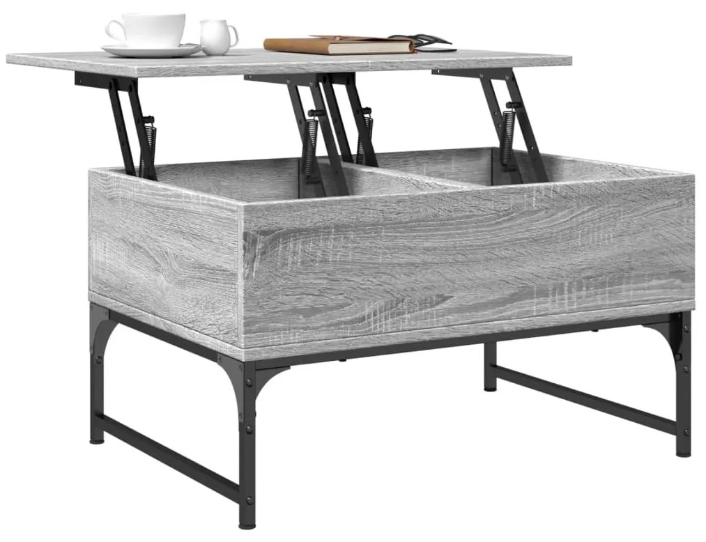 Konferenční stolek šedý sonoma 70 x 50 x 40 cm kompozit a kov - Default Title