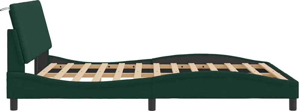 Rám postele bez matrace Hanko tmavě zelená 160 x 200 cm samet 3207858