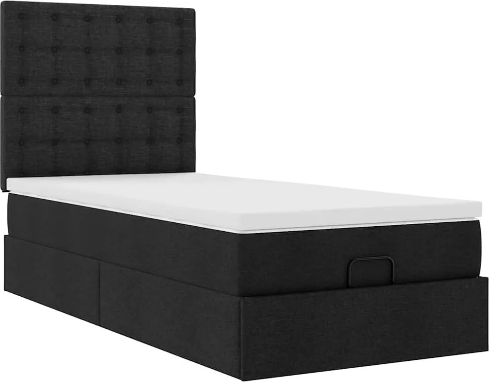 Osmanský rám postele s matrací černá 90x190cm textil 3314136