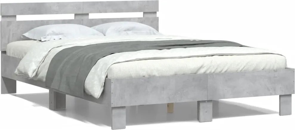 Rám postele s čelem a LED osvětlením betonově šedý 120 x 190 cm 3207577