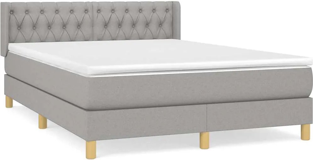 Box spring postel s matrací světle šedá 140 x 190 cm textil 3130505