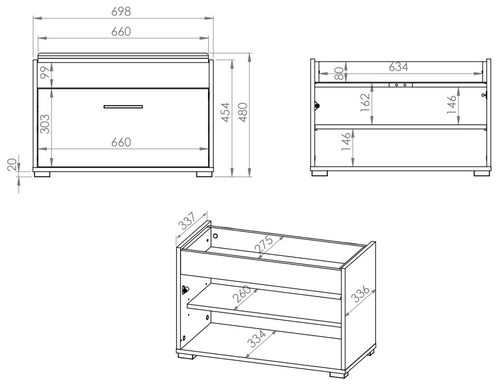 Úzký sedací botník s dvířky RUAN - světlý dub sonoma