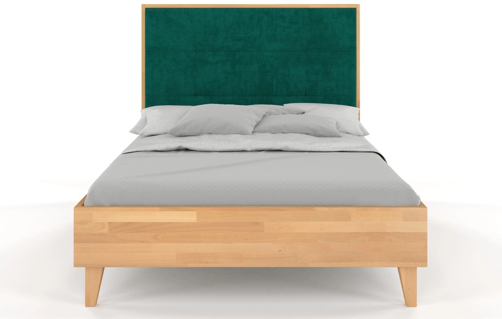 Buková postel s čalouněným čelem - Frida,   , Buk přírodní, 120x200 cm