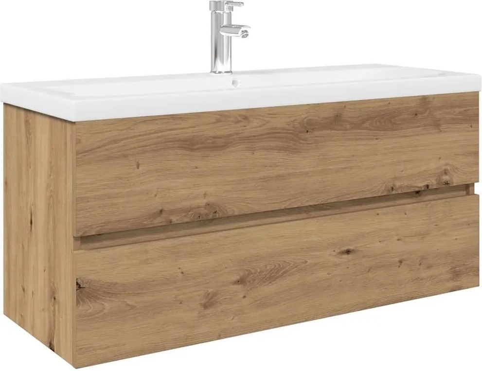 Umyvadlová skříňka s vestavěným umyvadlem a baterie dub artisan 3328938