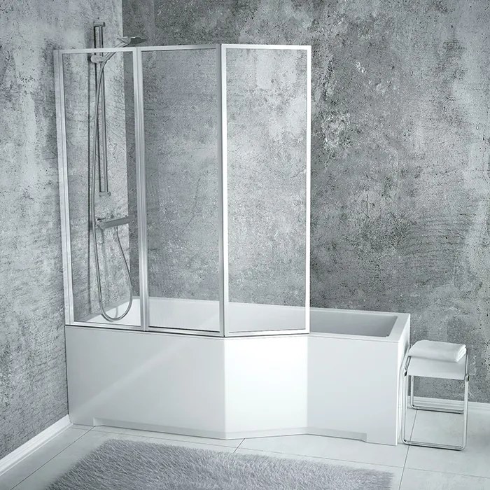 Besco Akrylátová atypická vana s vanovou zástěnou INTEGRA VK 3 150x75 (170x75) Barva: Bílá, Rozměry (cm): 150x75, Orientace: Pravá