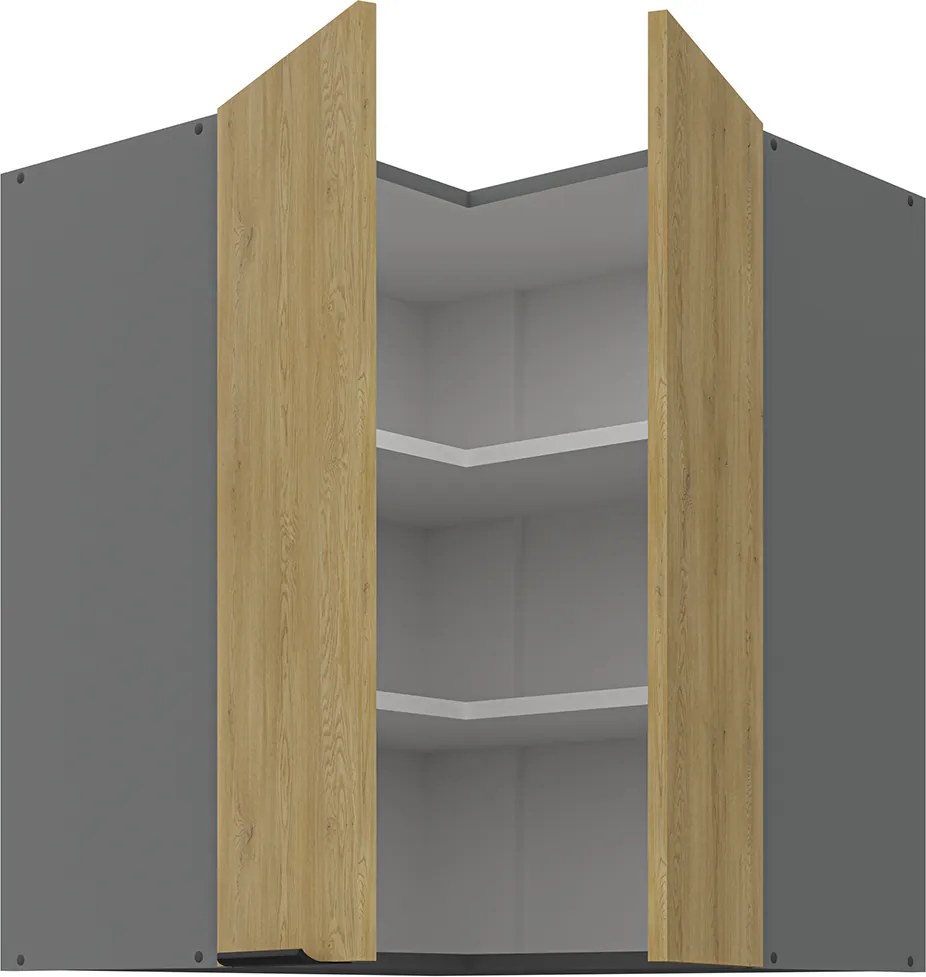 CREMONA ac | horní kuchyňská skříňka 60x60 GN-72 2F (90°) rohová s policemi | 60x60 cm | antracit/cremona