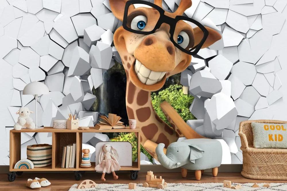 Fototapeta Smějící Se Žirafa S Brýlemi Hladký vinyl 254x184