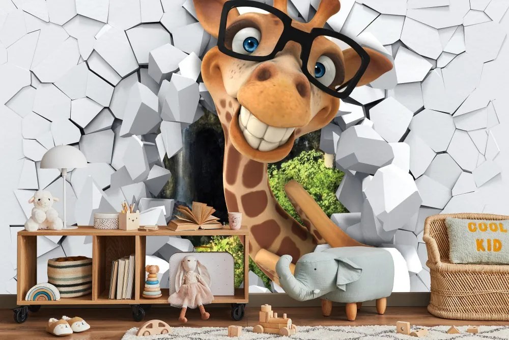 Fototapeta Smějící Se Žirafa S Brýlemi Omyvatelný vlies 405x270