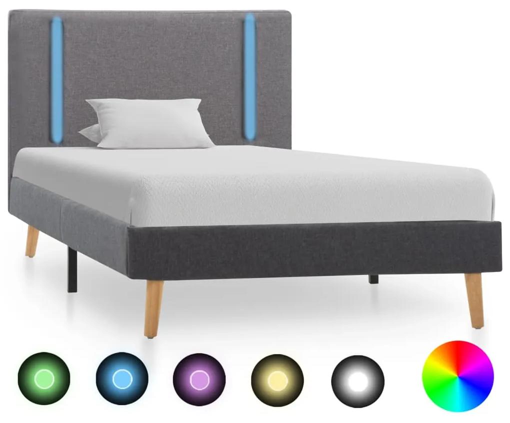 286781 vidaXL Rám postele s LED světlem tmavě a světle šedý textil 90x200 cm