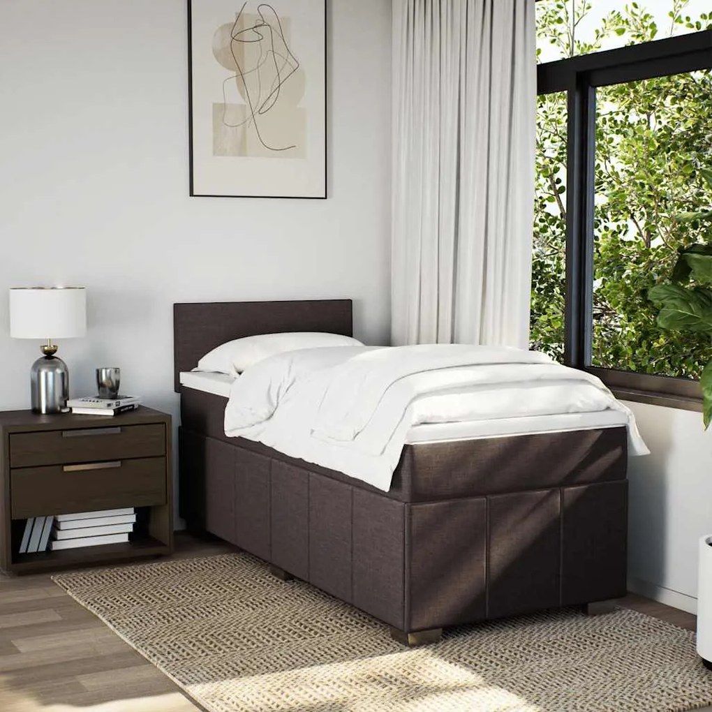 Box spring postel s matrací tmavě hnědá 90x200 cm textil 3286947