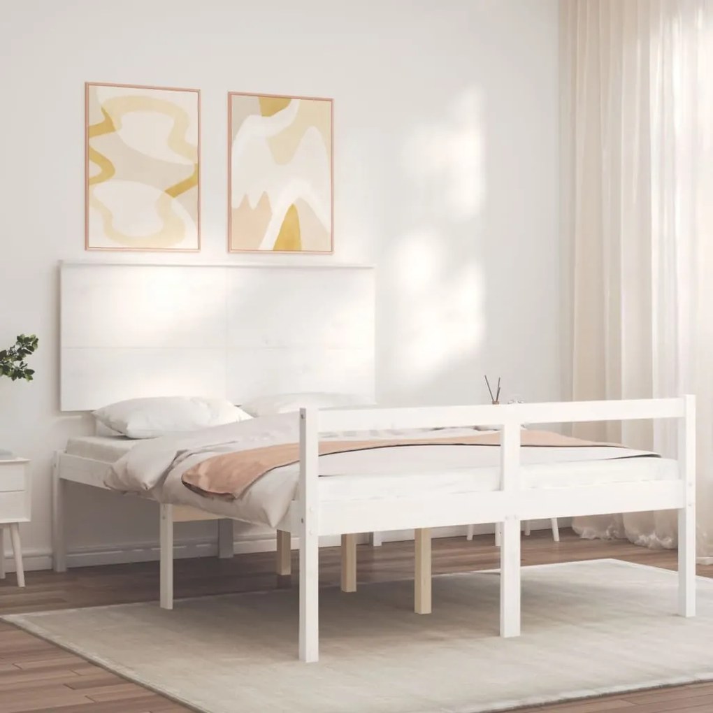 Postel s čelem pro seniory bílý Small Double masivní dřevo 3195452