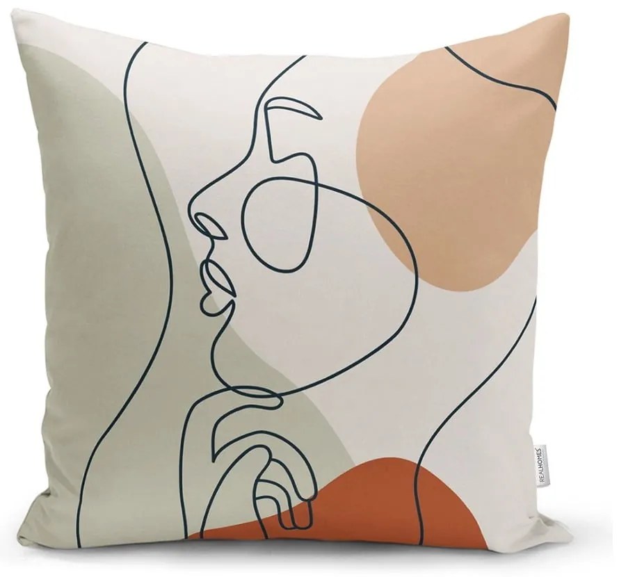 Povlak na polštář Minimalist Cushion Covers Pastel Drawing Face, 45 x 45 cm