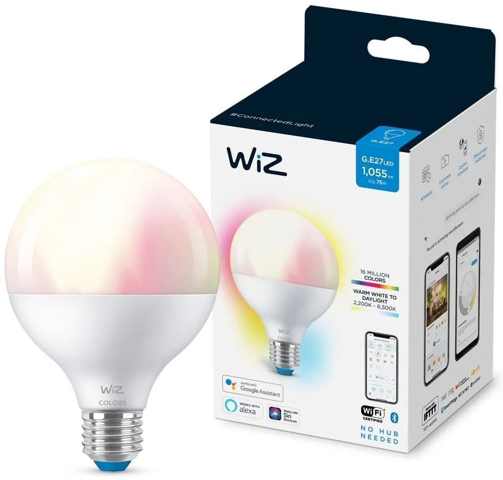Wiz colors 8718699786359 inteligentní led žárovka e27 | 1x11w | 1055lm | 2200-6500k | rgb - tvar globe