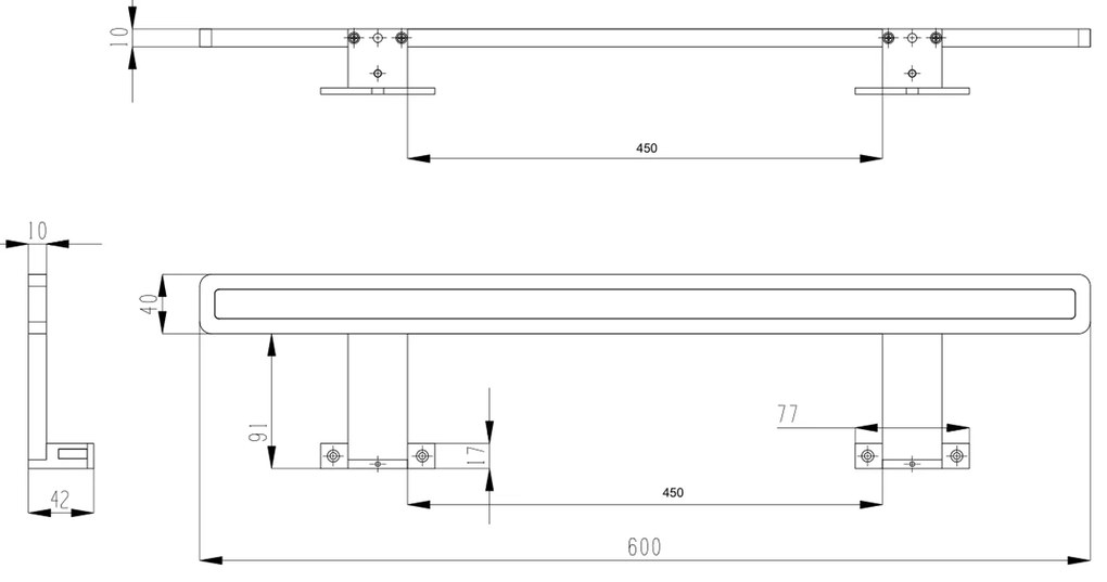 Sapho, MIRAKA LED svítilna, 9W, 230V, 600x35x120mm, akryl + chrom, MR600