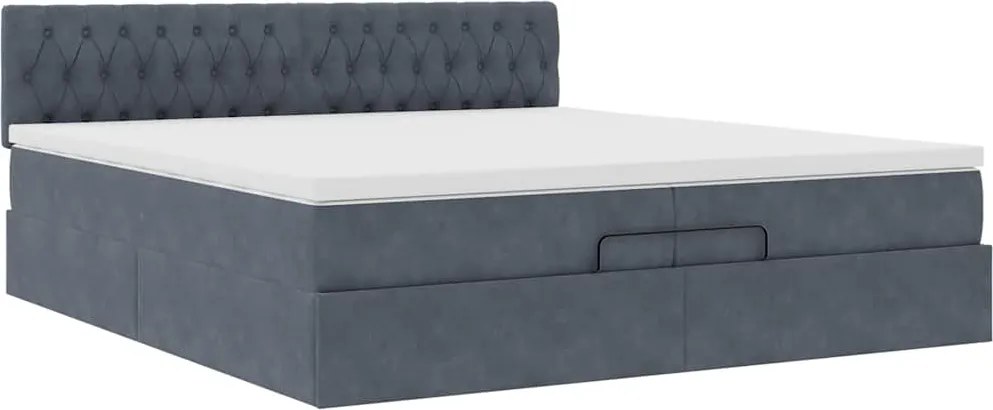 Osmanský rám postele s matrací tmavě šedá 200x200 cm samet 3311868