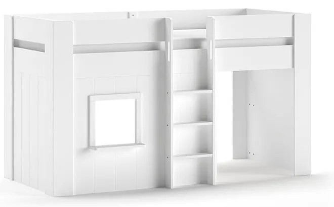 Bílá vyvýšená dětská postel z borovicového dřeva 90x200 cm RENO – Vipack