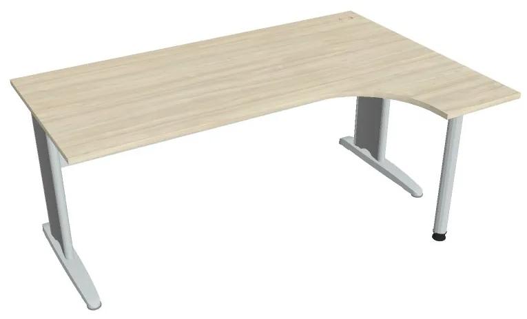 Stůl ergo oblouk levý 180×120/80 cm - Hobis Cross CE 1800 L Dekor stolové desky: akát, Dekor lamino podnože: šedá, Barva nohou: Stříbrná