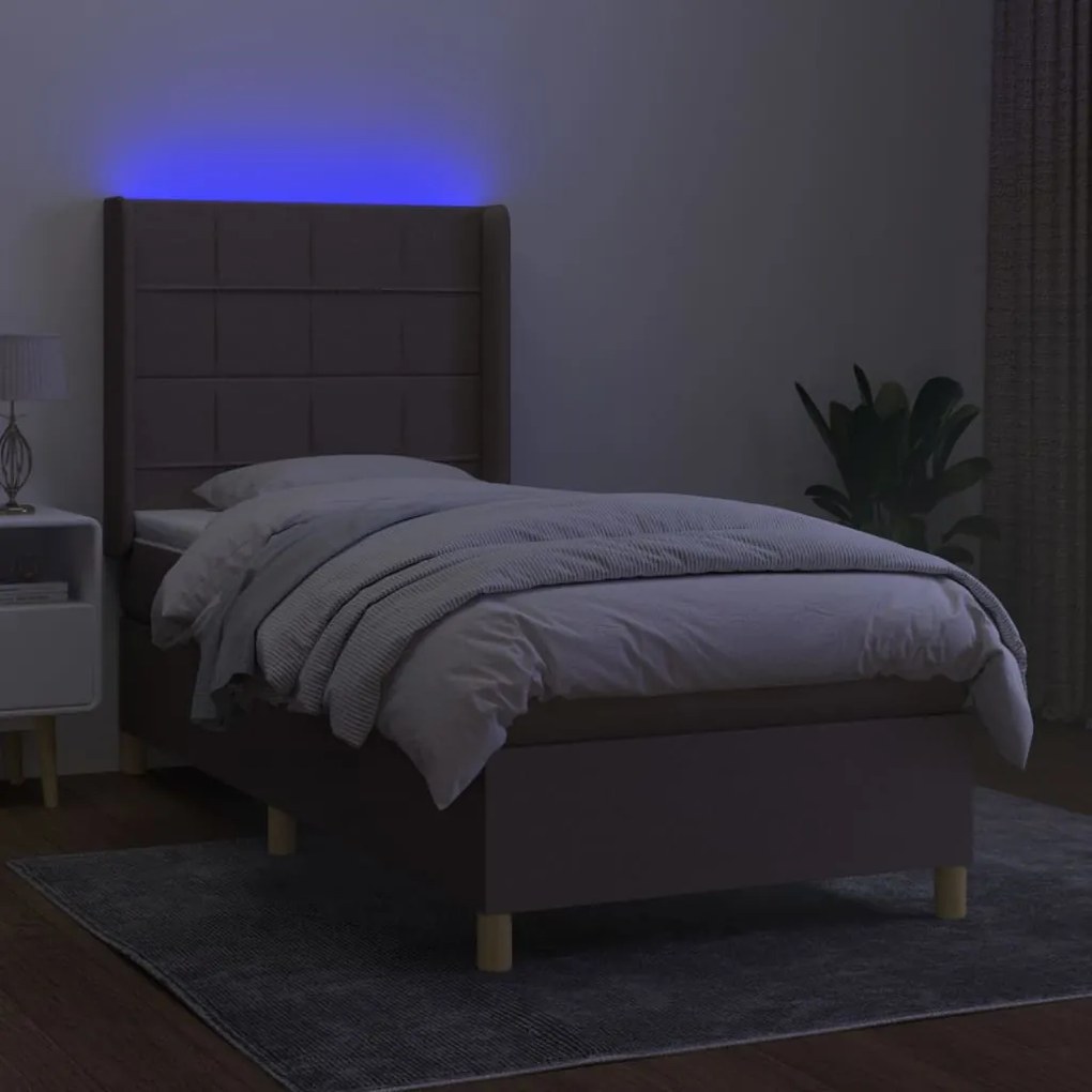 Box spring postel s matrací a LED taupe 90x190 cm textil 3138841