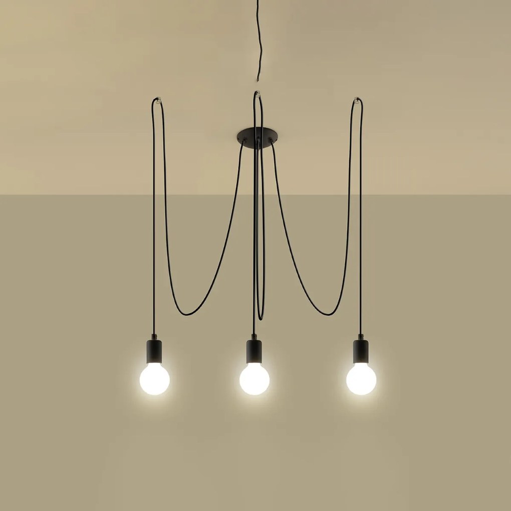 Sollux Lighting Lustr EDISON 3 černý
