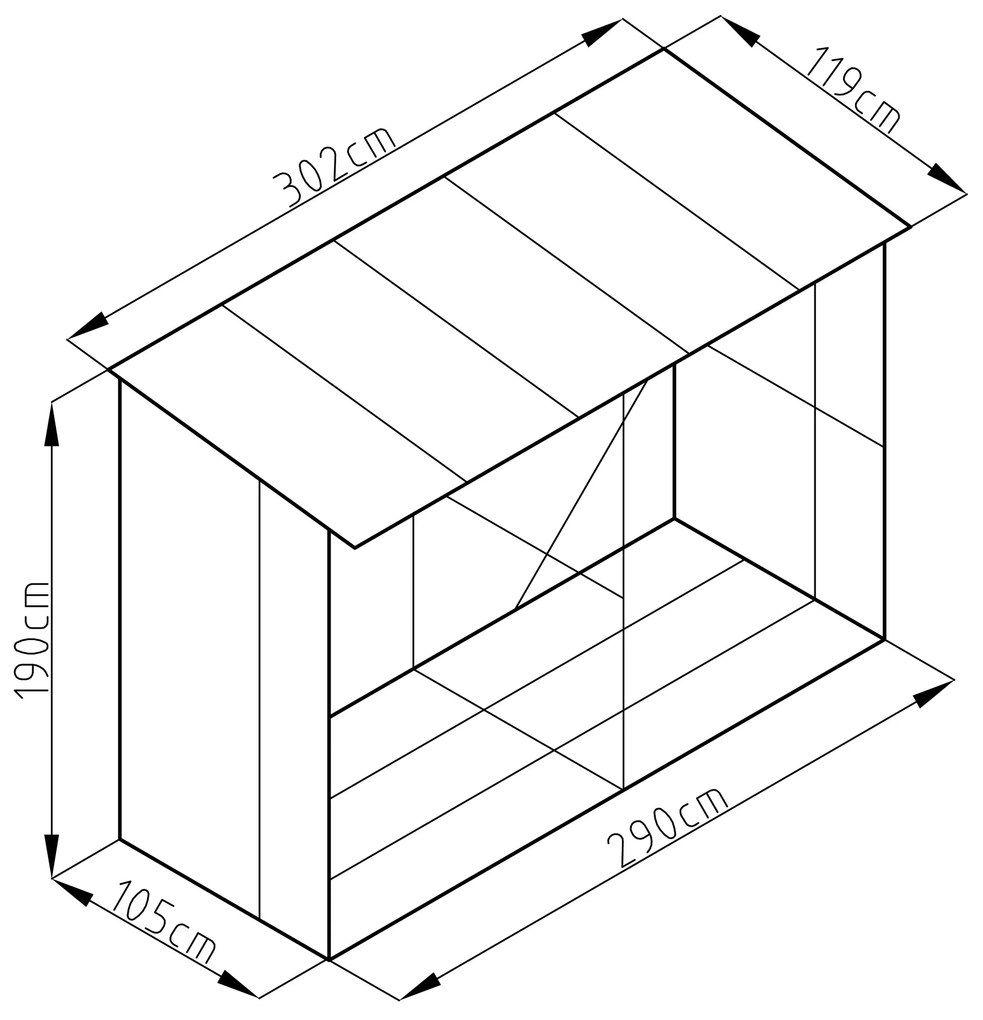 PENTA Přístřešek na dřevo G21 WOH 682 - 302 x 119 cm Barva: Šedá