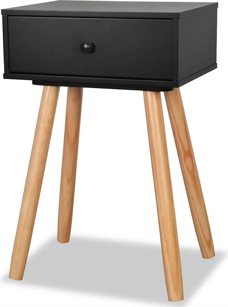 Noční stolky 2 ks masivní borové dřevo 40 x 30 x 61 cm černé 244741