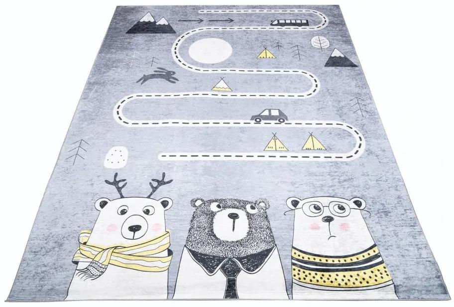 Dětský koberec s motivem zvířátek a silnice Šířka: 80 cm | Délka: 150 cm