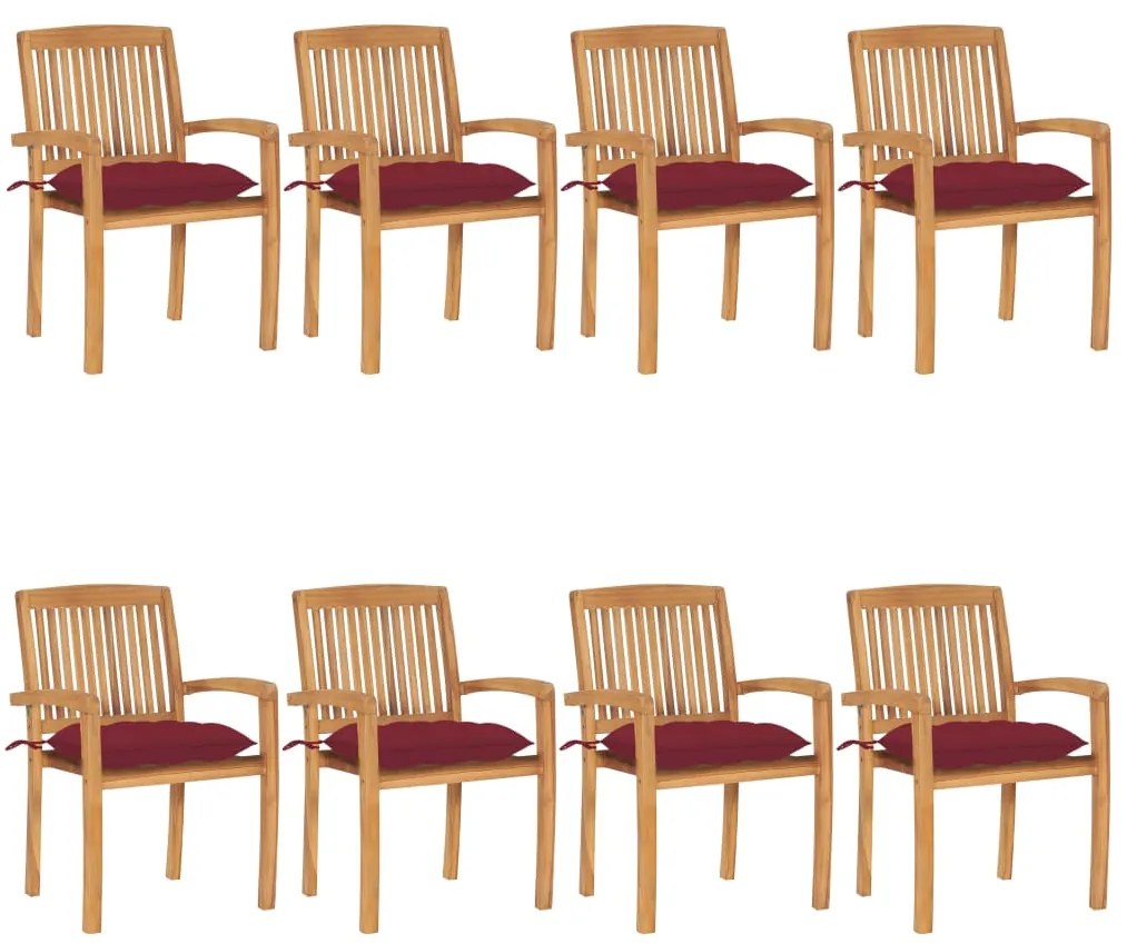 Stohovatelné zahradní židle s poduškami 8 ks masivní teak 3073288