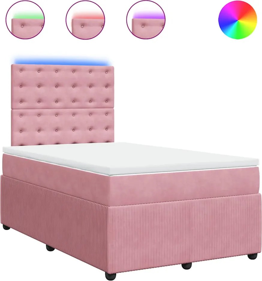 Box spring postel s matrací růžová 120x190 cm samet 3294603