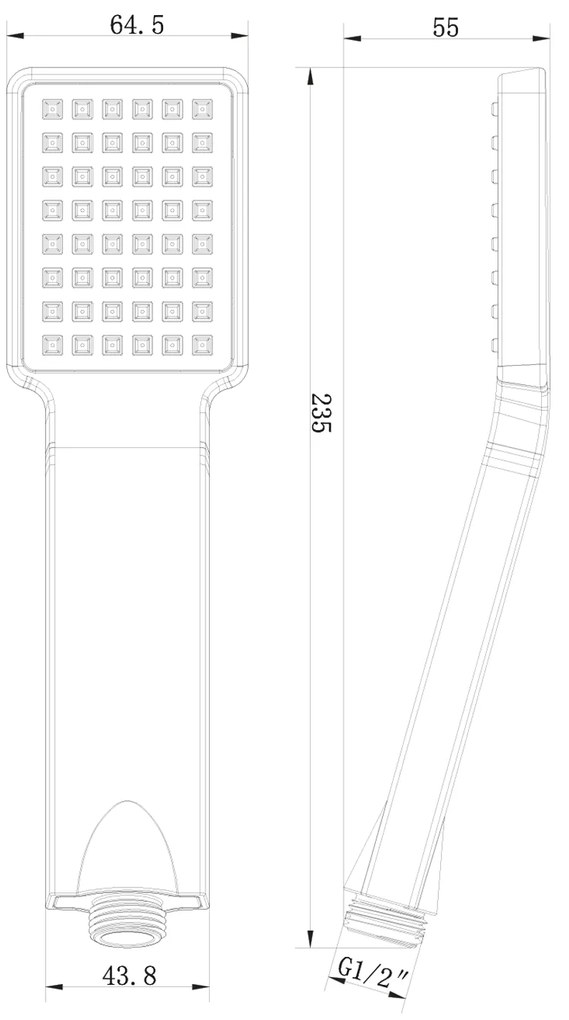 Sapho, Ruční sprcha, 1 funkce, 235 mm, ABS/černá, SK764