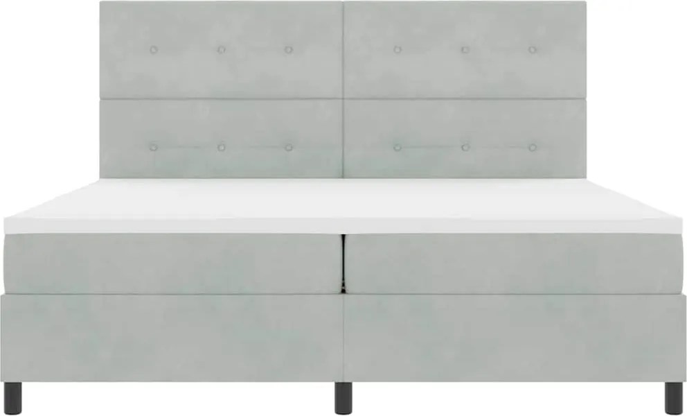 Postel s boxspringem s čelo Světle šedá 200 x 200 cm samet 3339854