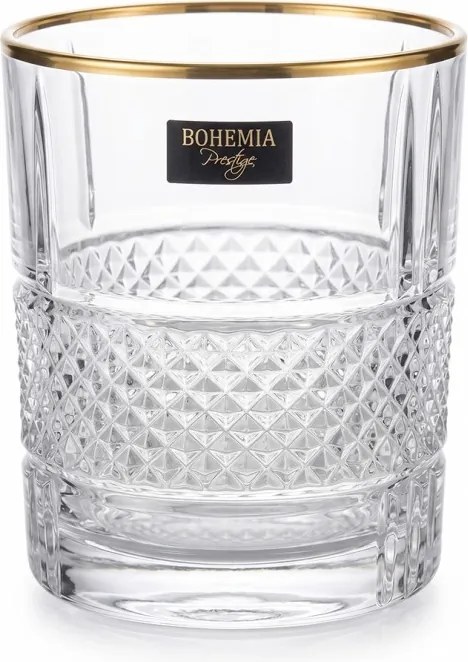 BOHEMIA PRESTIGE ELEGANTE GOLD SKLENICE NA WHISKY 340 ML SADA 6 KS