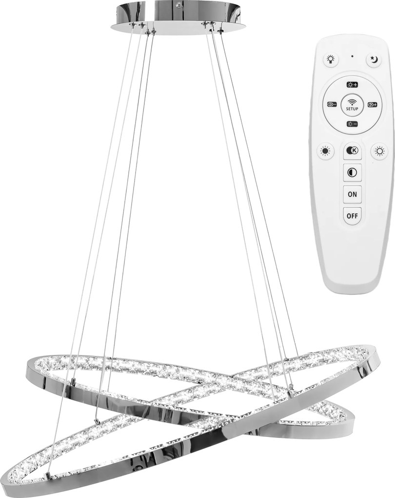 Toolight Toolight, LED křišťálové svítidlo 70x40,5cm, APP771-3CP, stříbrná, OSW-05022