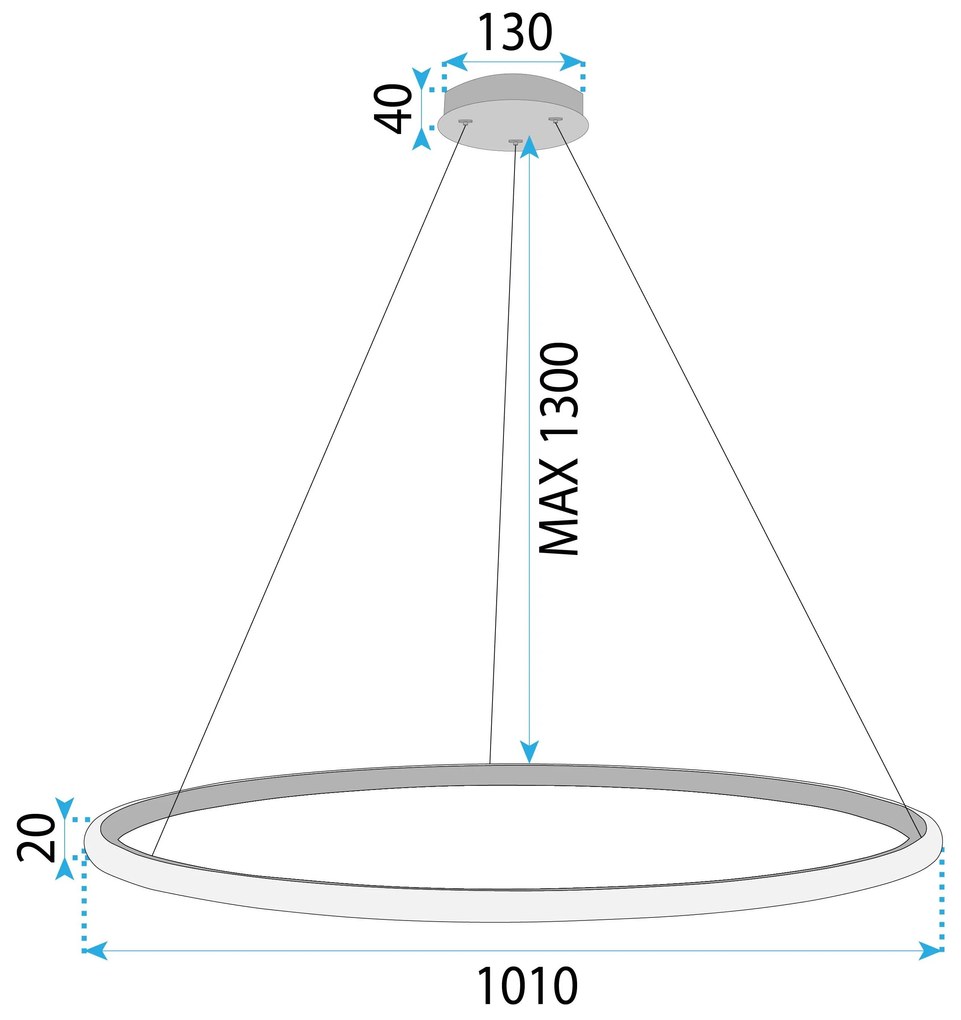 Toolight Toolight, závěsné svítidlo 100cm, 61W, 3000K, LHJ003-CP, zlatá lesklá, OSW-50001