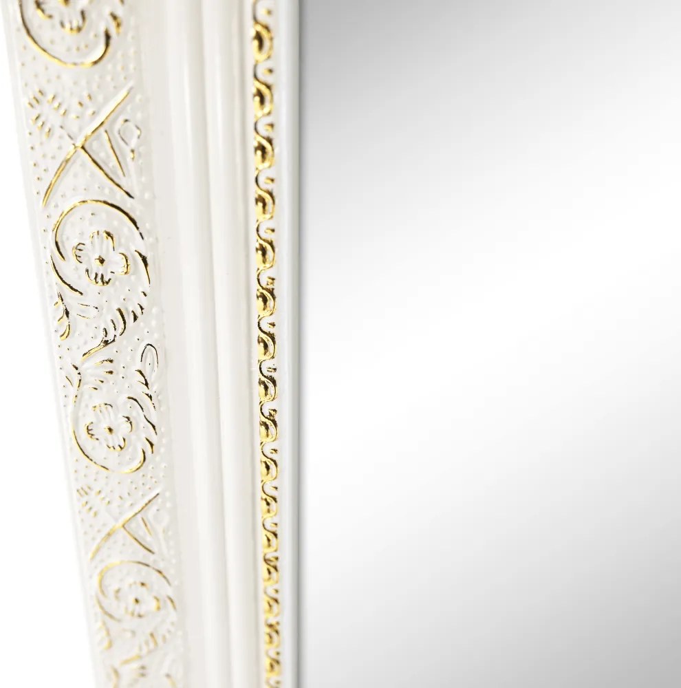 Kondela Stojanové zrcadlo, bílá/bílo zlatý ornament, LAVAL