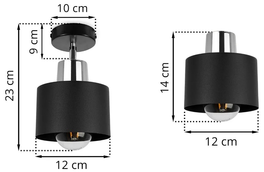 Stropní svítidlo PANTA, 1x černé kovové stínítko, (možnost polohování), CH