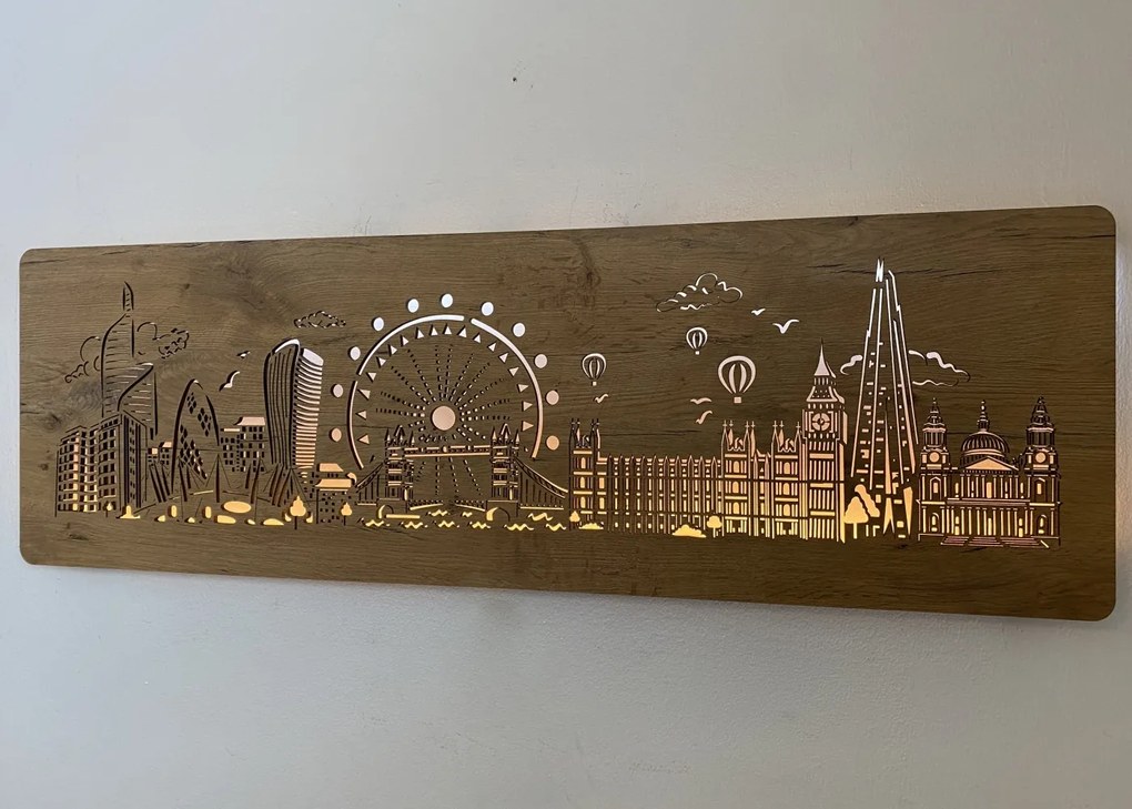Li-Go "Londýn" světelný obraz  230V  125x40cm provedení povrchu: dub světlý