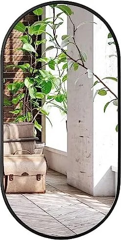 TRENDIE Oválné zrcadlo LOFT 100 × 50 cm černé