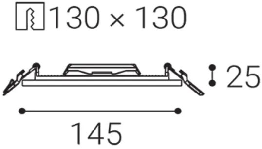 LED2 SLIM-Q, zápustné stropní LED svítidlo, IP43 Velikost svítidla: M