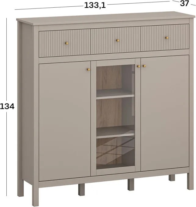 Komoda 2d1w3s (G) taupe Kleo