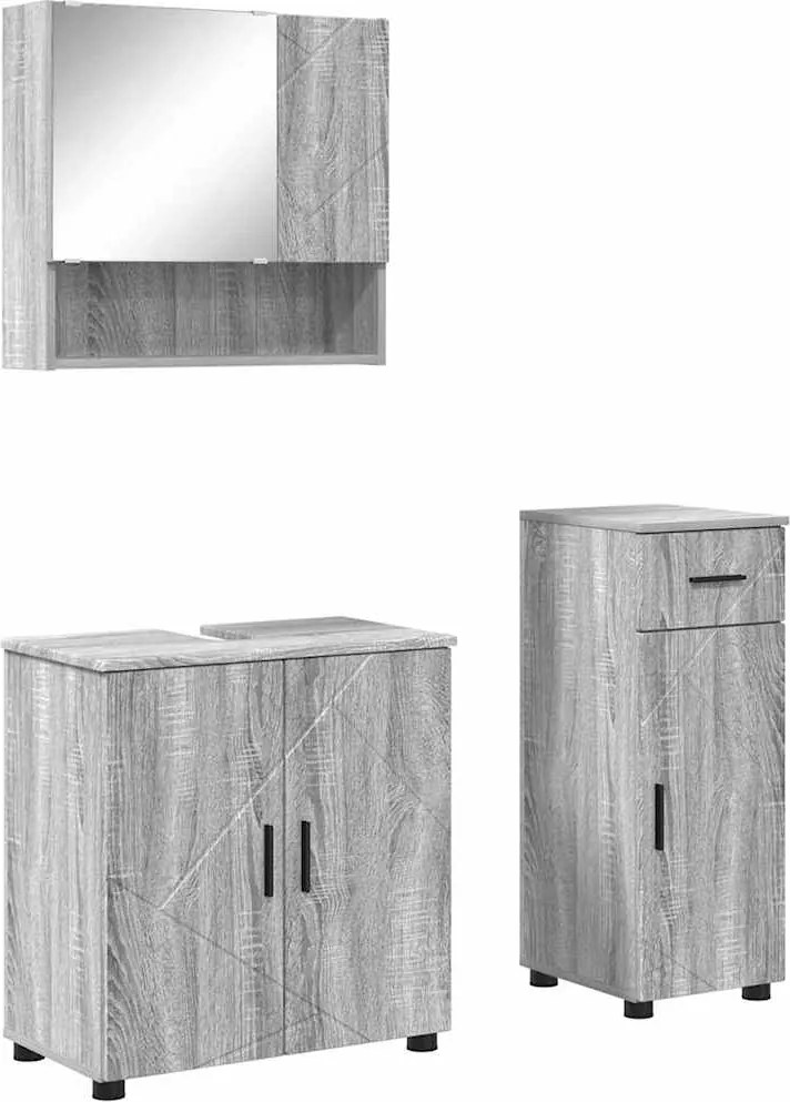 Sada koupelnového nábytku 3 ks Šedá Sonoma 61 x 35 x 64 cm 3392959